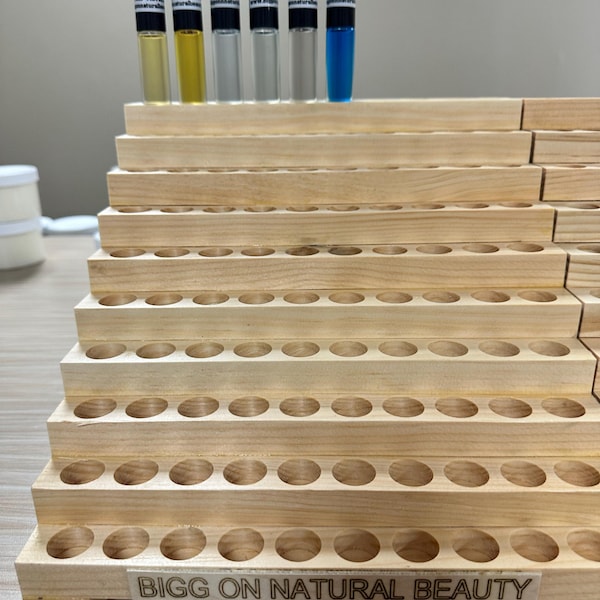 Wooden Display Rack for Essential Oils - 10ml Roll-on Bottle, Holds 100 ...