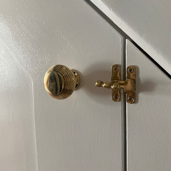 Solid Brass Beehive Cabinet Knobs | Reeded Drawer Cupboard Kitchen Chest of Drawers Vintage ...