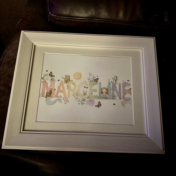 Personalized Watercolor Baby Name Painting FONT 1 - Floral Animal ...