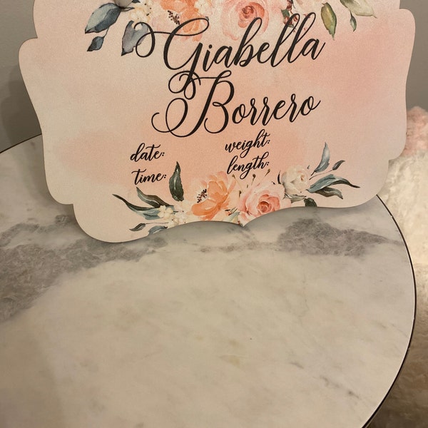 New Baby Room Sign Hospital Door Boy Girl Stats Sign for Birth ...