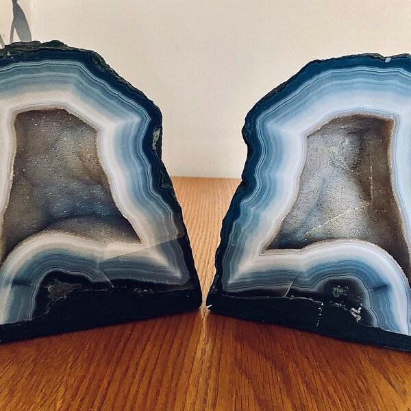 Pair of Book-matching Amethyst and Citrine Cathedral Geodes With Shiny ...