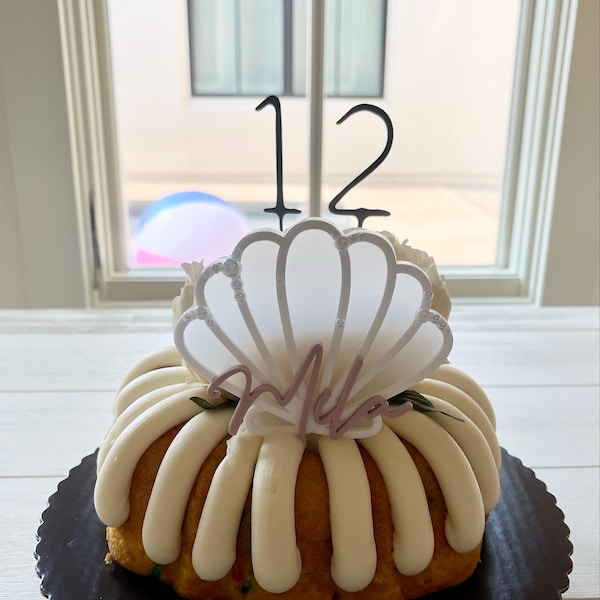 Shell Cake Topper, Mermaid Birthday, Cake Topper, Custom Name Cake ...