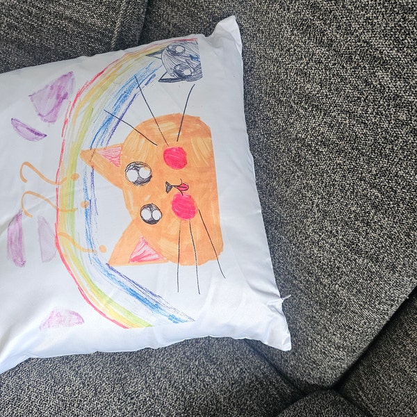 Kids Drawing Printed on Pillowcase- Personalized Custom Pillow- Kids ...