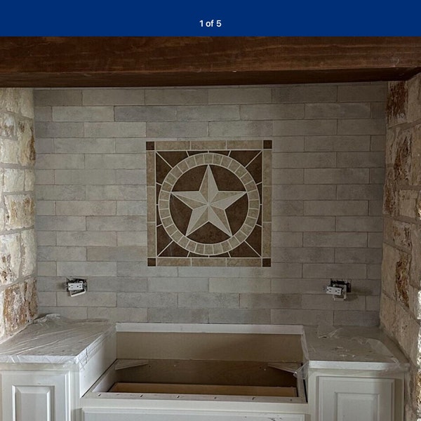 Tile Mosaic Medallion Natural Stone Mariners Compass Rose Travertine ...