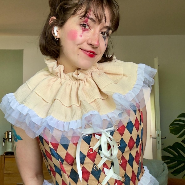 Blue and Red Harlequin Circus Corset - Etsy