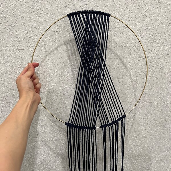 Macrame Pattern Metal Ring Wall Hanging | DIY Modern Boho Hippie ...