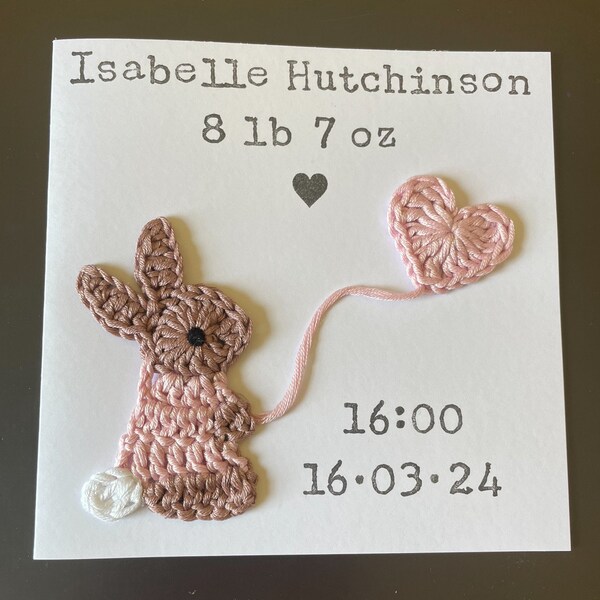 Personalised New Baby Card | Crochet Elephant New Baby Card | New Baby ...