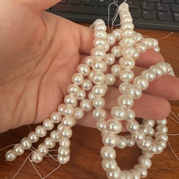 11-12mm A-AA Large Round Freshwater Pearls off Round Potato Pearl Ivory ...