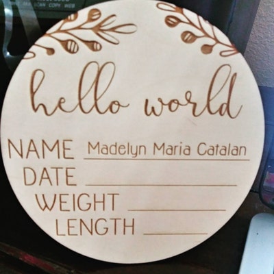 Hello World Sign With Stats Hospital Sign Newborn Announcement Newborn ...