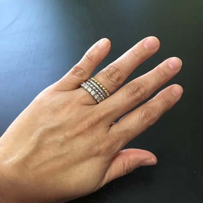 Sterling Silver Bead Ring Bubble Ring Ball Ring Dot Ring Matching Band ...