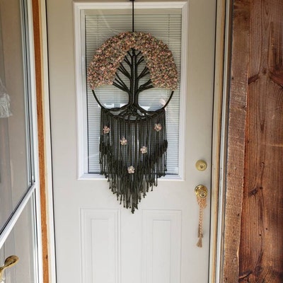 Green Leaf Macrame Tree of Life, Tree of Life Macrame Wall Hanging With ...