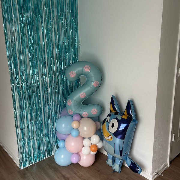 Bluey Number Balloon Tower | Giant 32" Inch Light Blue Balloon ...