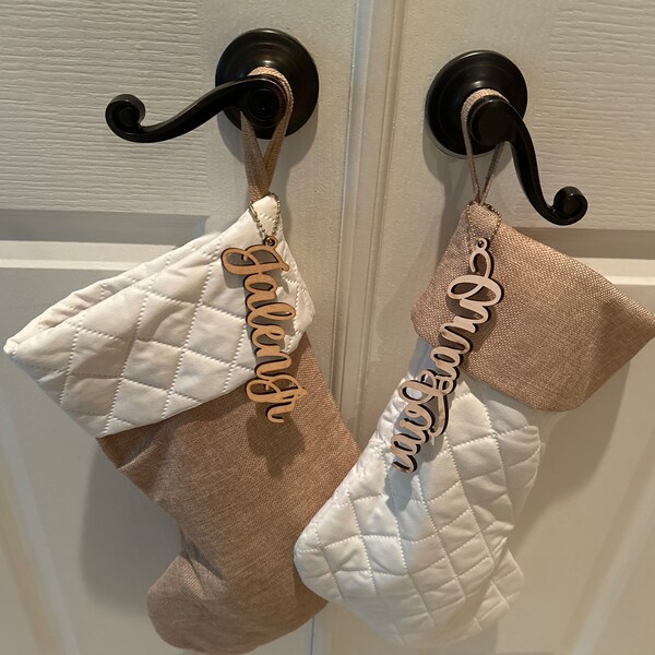 Christmas Stockings Name Tags Wooden Names for Stocking, Family ...