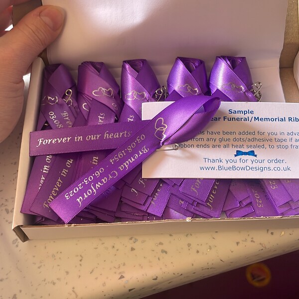 RIP Personalised Funeral Ribbons. Shaped Memorial Ribbons Ribbon With ...