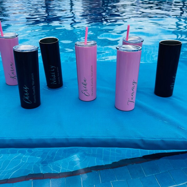 Engraved Personalized Vacation Skinny Tumbler With Straw by Lifetime ...