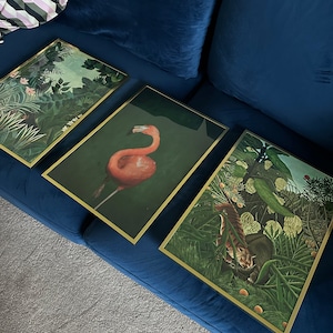 Emerald Green and Gold Wall Art Set of 3 Prints Abstract Art Dark Green ...