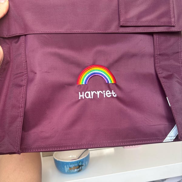 Personalised Premium Rainbow School Book Bag With Strap - Etsy UK