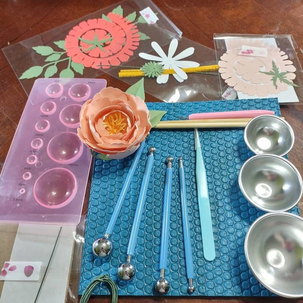 Deluxe Paper Flower Tool Kit With 3 Paper Flower Kits - Peony, Rose ...