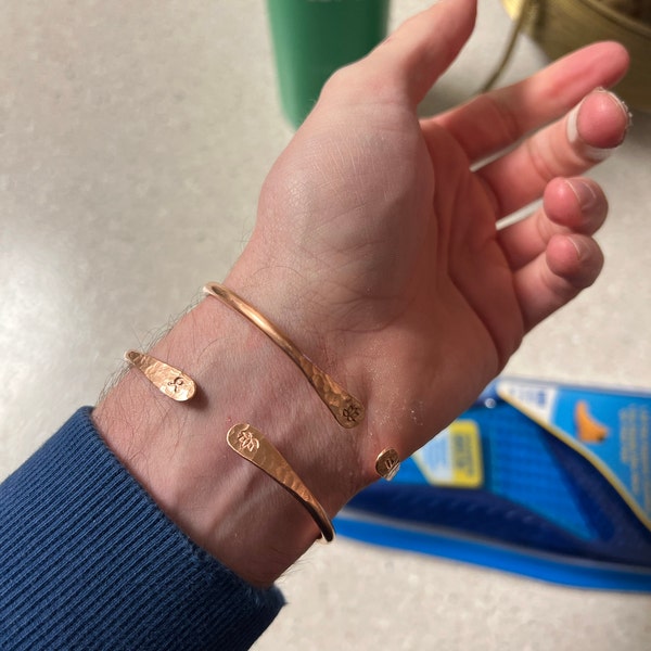 Thick Copper Bangle With Letter Number Symbol Engraving Bracelet ...