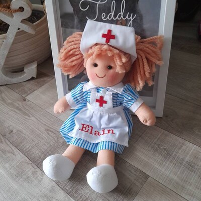 Rag Doll Nurse Nancy 28 Cms Personalised Lovely Girl's Gift Keepsake ...