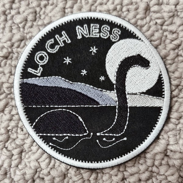 Loch Ness Monster Patch Embroidered Iron-on Applique Clothing, Cryptid Badge, Supernatural Patch ...