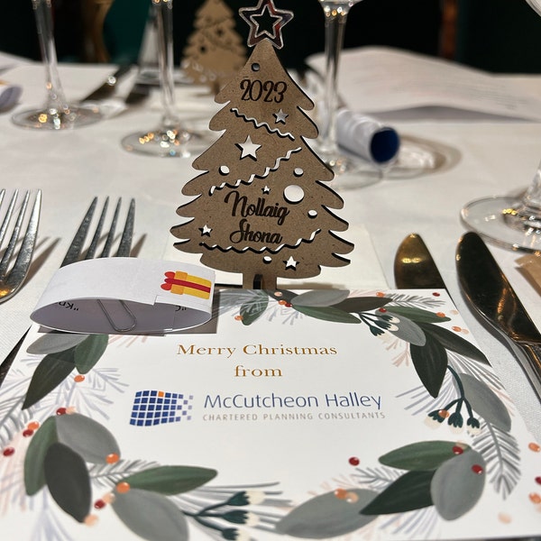 Personalized Christmas Place Cards - Custom 3D Wooden Tree Name Place ...