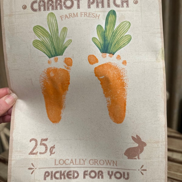 Farm Sign Carrot Patch Easter / Footprint Feet Art Craft / Kids Baby ...