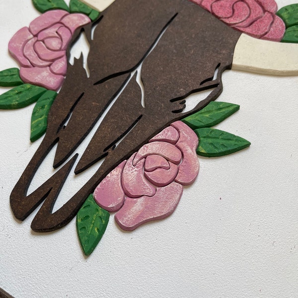 Skull Floral Laser Cut File SVG, Cow Skull Laser File, Floral Skull ...