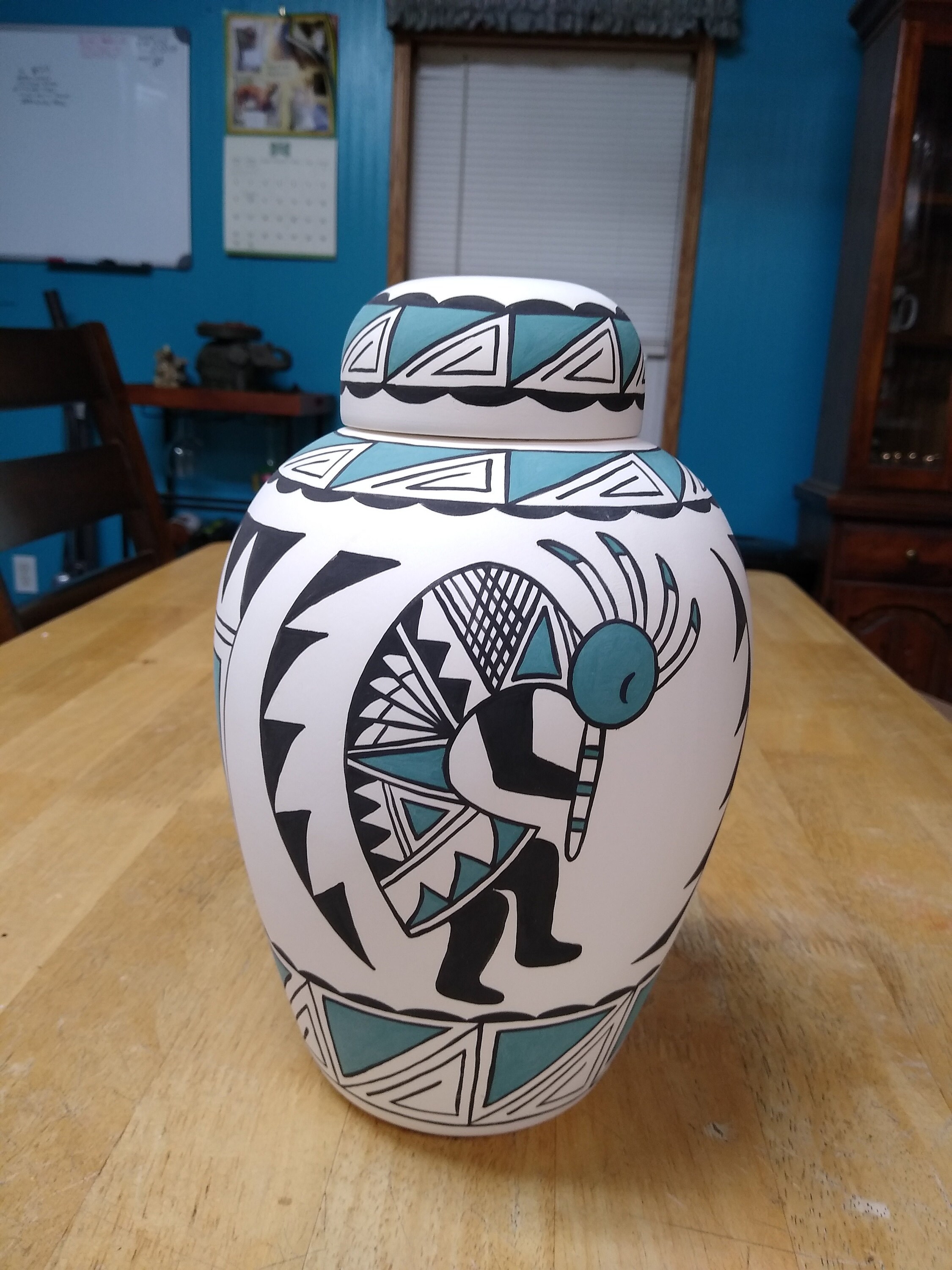 Native American Kokopelli Urn Ceramic Jar with Lid, Adult Cremation Urn ...