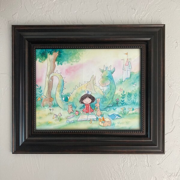 Mabel's Dragon - Girl With Brunette or Blonde Hair Reading to a Dragon ...