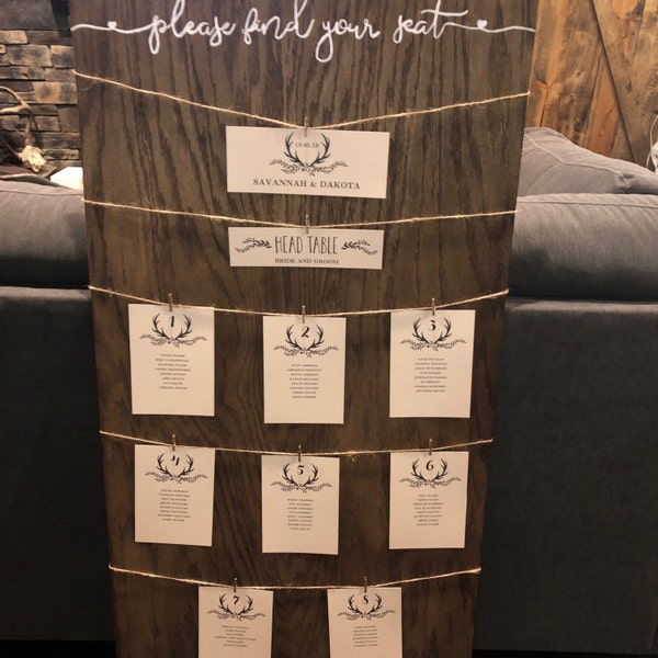 Rustic Wedding Seating Chart Card Template, Antler Wedding Seating ...