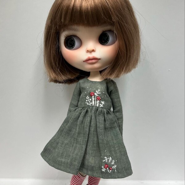 Pink Dress for Blythe, Rose Embroidery Blythe Dress, Blythe Outfit ...