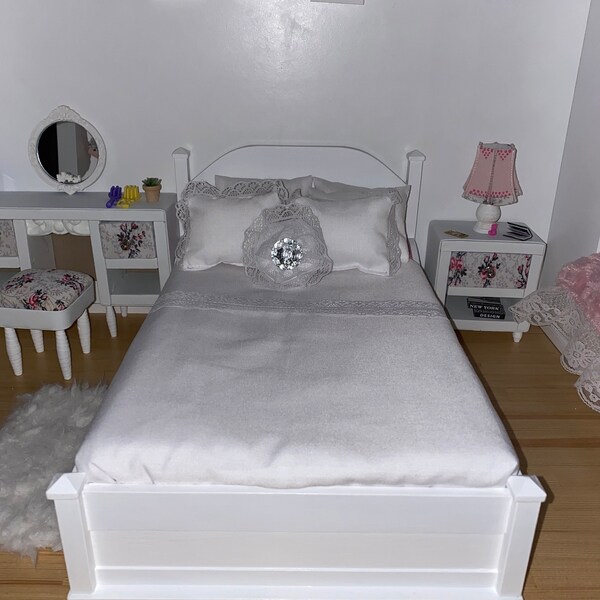 1:6 Scale Double Bed for 12 Inch Doll Modern Furniture - Etsy
