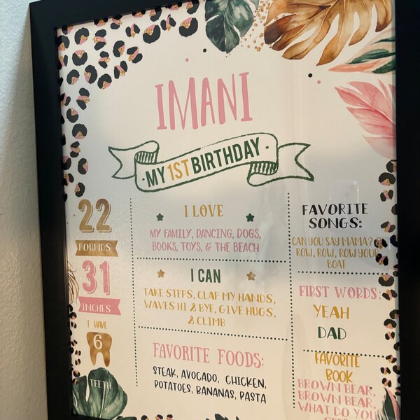 EDITABLE Leopard Milestone Birthday Poster Safari First Birthday ...