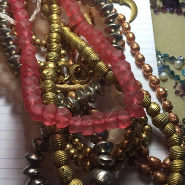 48 Recycled Java Glass Beads - Fuchsia Pink Sea Glass Beads ...