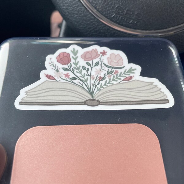 Floral Book Sticker / Open Book Sticker / Reading Sticker / Book ...