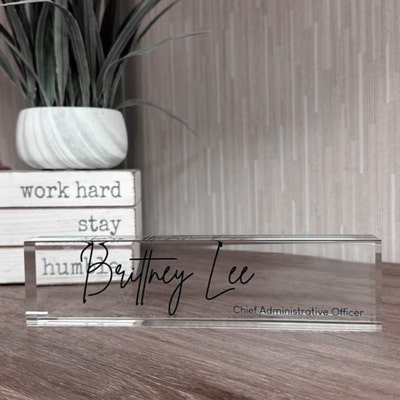 Desk Plaque, Name Plate for Desk, Personalized Acrylic Gift, Custom ...