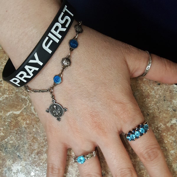 Vintage Religious Filigree Charm Bracelet Sterling Silver Catholic ...