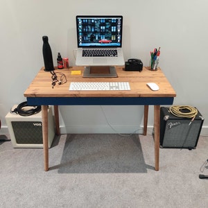 Simple Vintage Desk/computer Desk/ With Drawer Solid Wood Scandi Retro ...