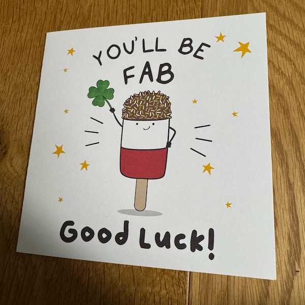 You'll Be Fab Good Luck: Good Luck Card, Card for Him, Card for Her ...