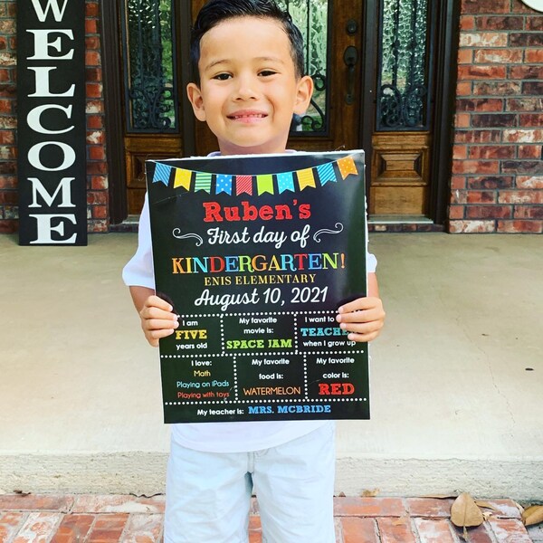 First Day of Kindergarten Sign, First Day of School Sign, Girls ...
