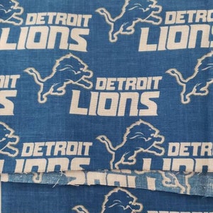 NFL Football Detroit Lions on Blue Woven Cotton Fabric Priced by the ...