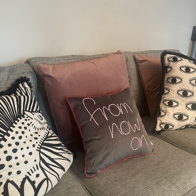 Hello Sunshine Embroidered Velvet Cushion - Etsy