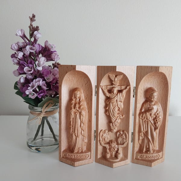 Wooden Catholic Altar Jesus Christ/ Saint Joseph/ Our Lady of Fatima ...