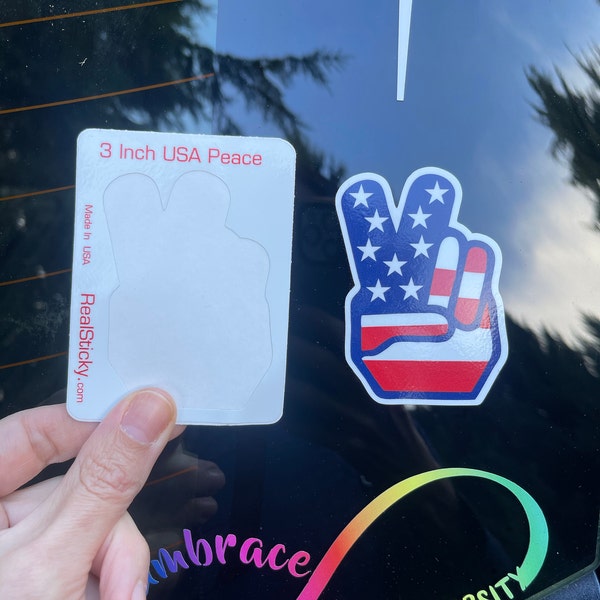 3" USA American Peace Sign Sticker Hand Symbol Flag Love Cup Cooler ...