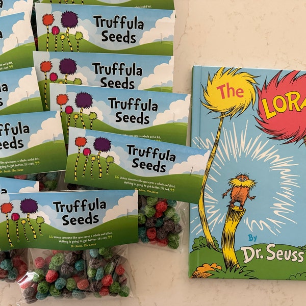 Dr. Seuss Treat Bag Card, Dr. Seuss Printable, Truffula Seeds, Dr ...