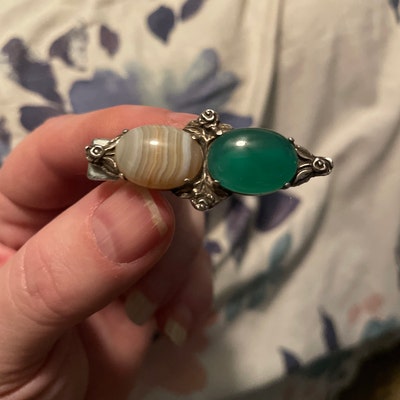 Antique Czech Max Neiger Enamel Paste Flower Brooch Art Deco Rhinestone ...