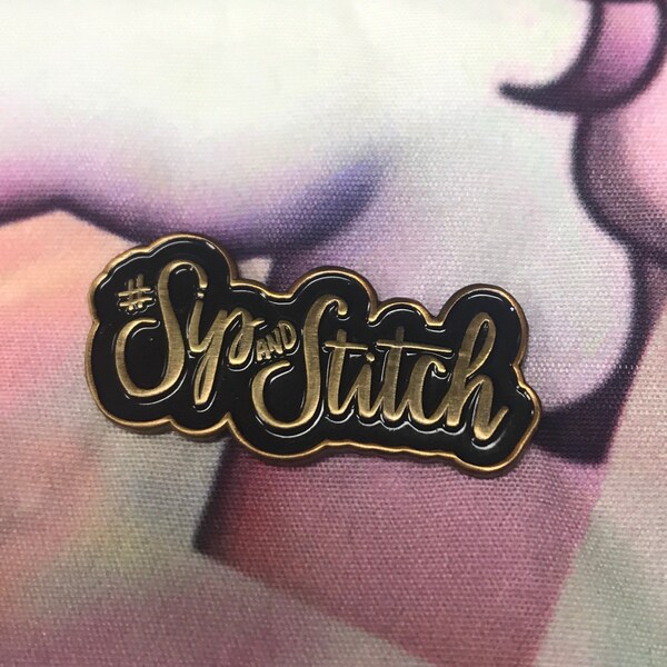 Sip and Stitch // Enamel Pin - Etsy