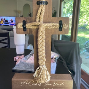 Wedding Cord of Three Strands Ceremony Cross Natural Wood & Rope Unity ...