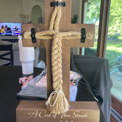 Wedding Cord of Three Strands Ceremony Cross Natural Wood & Rope Unity ...